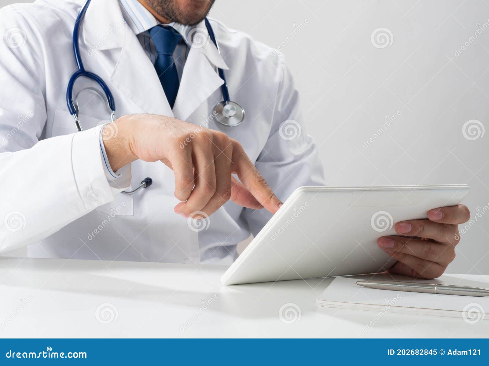 Close Up of Therapist Hands Using Tablet Computer Stock Image - Image ...