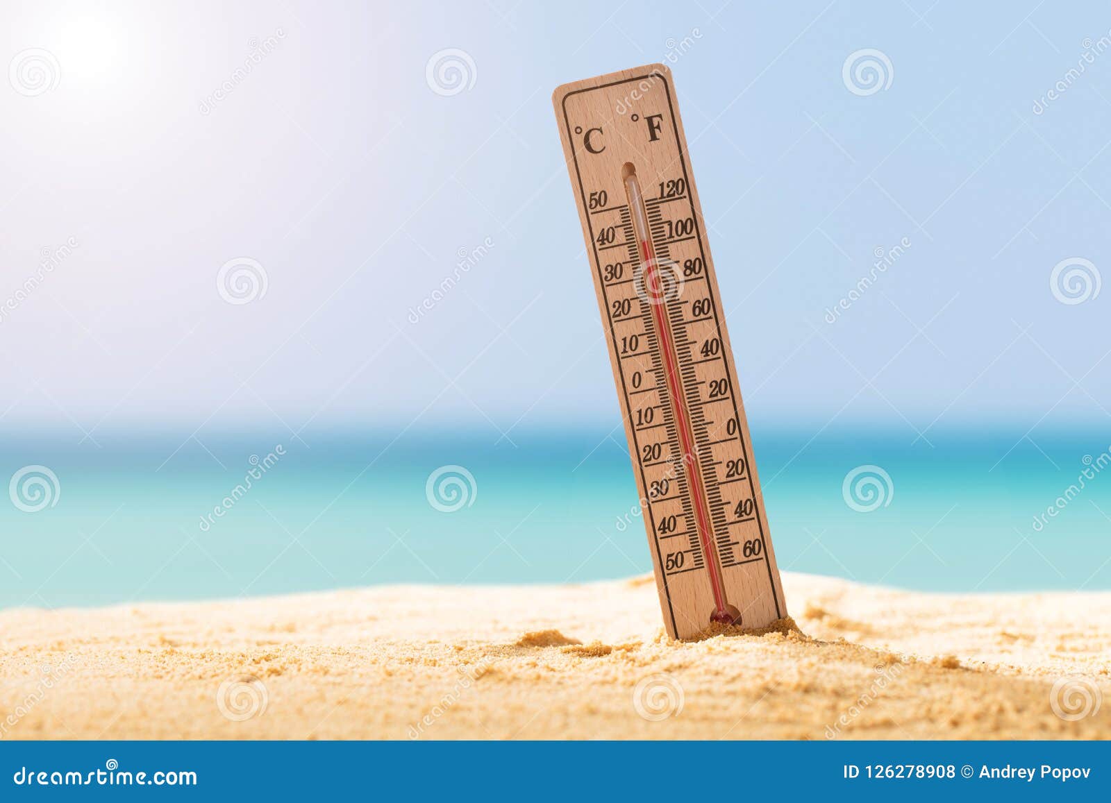 Close-up of Thermometer on Sand Stock Photo - Image of global, record ...