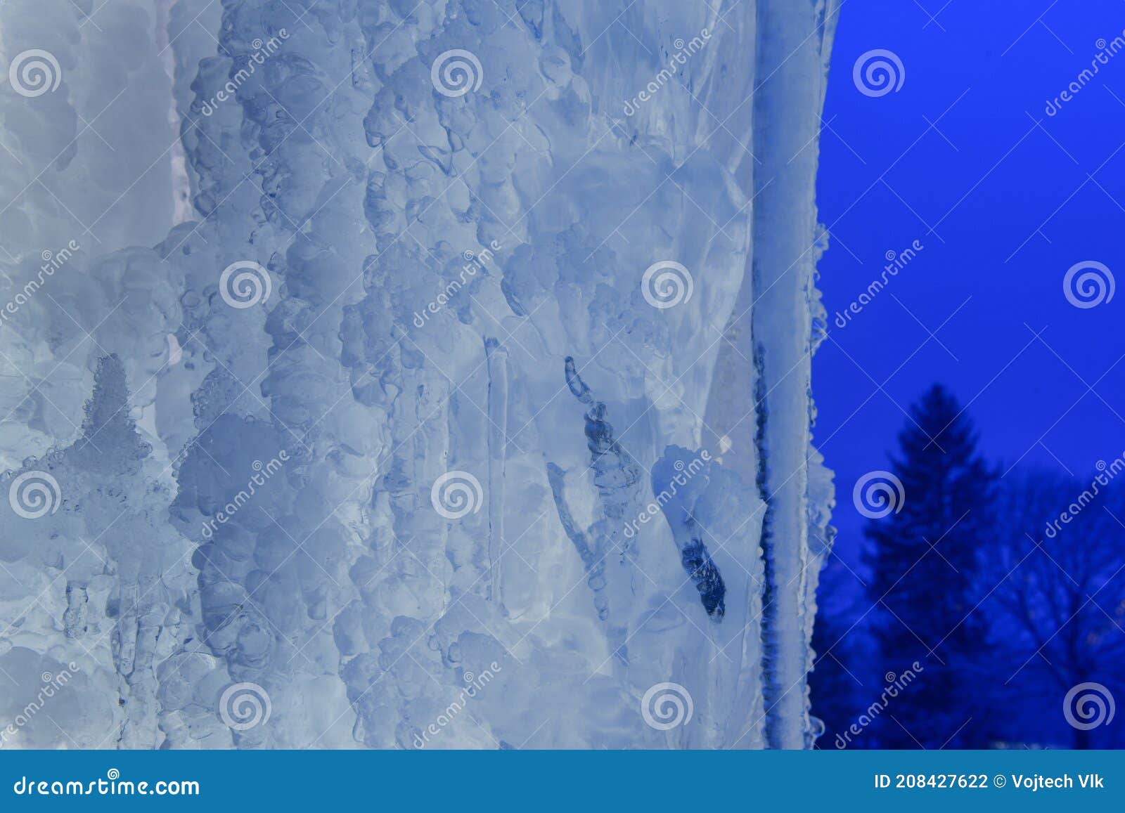 Close Up of Thick Blue Ice and Many Icicles Stock Photo - Image of ...