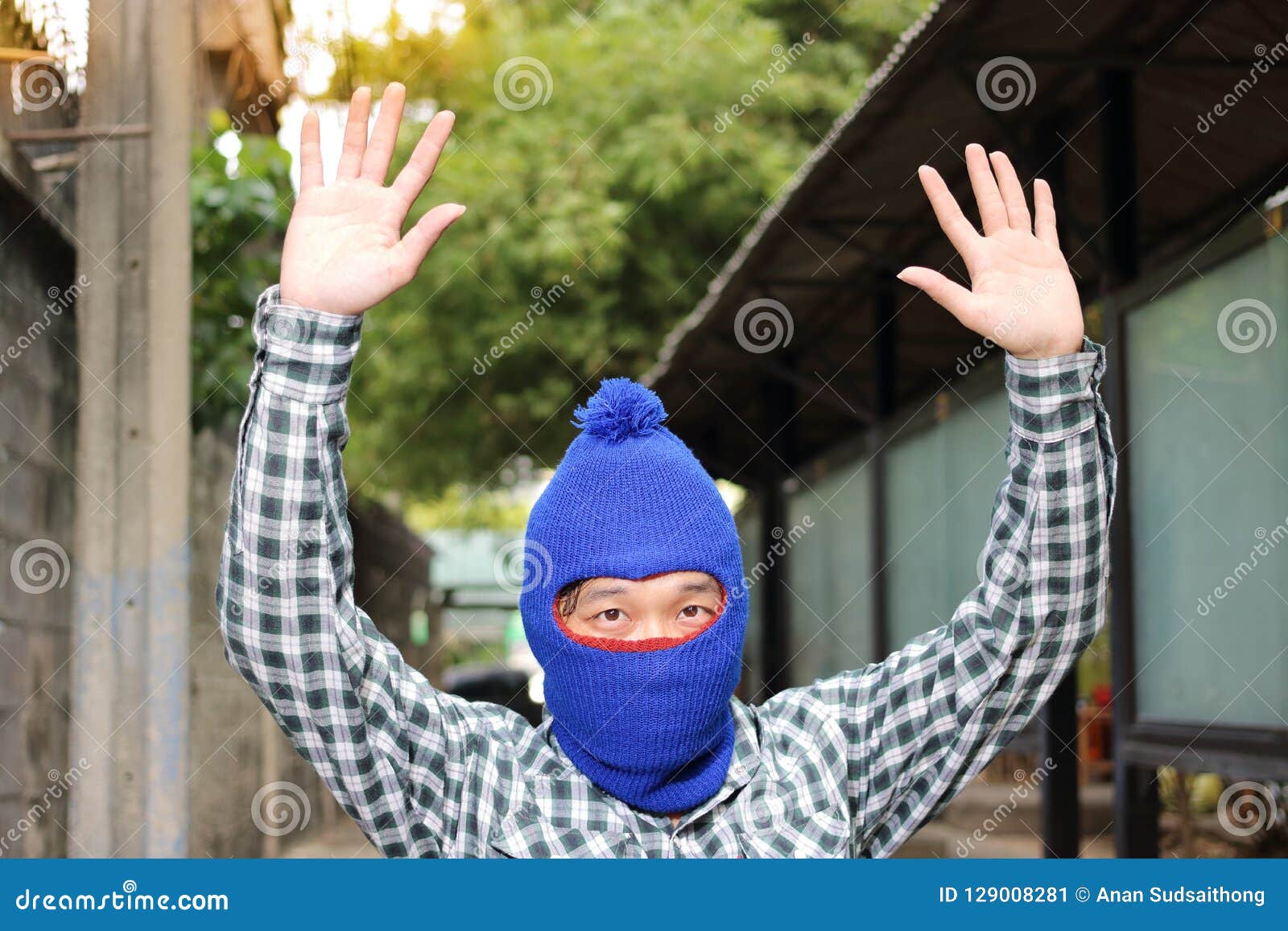 Close Up Thief Stop and Put Hands Up. Catch Burglar Concept Stock Image ...