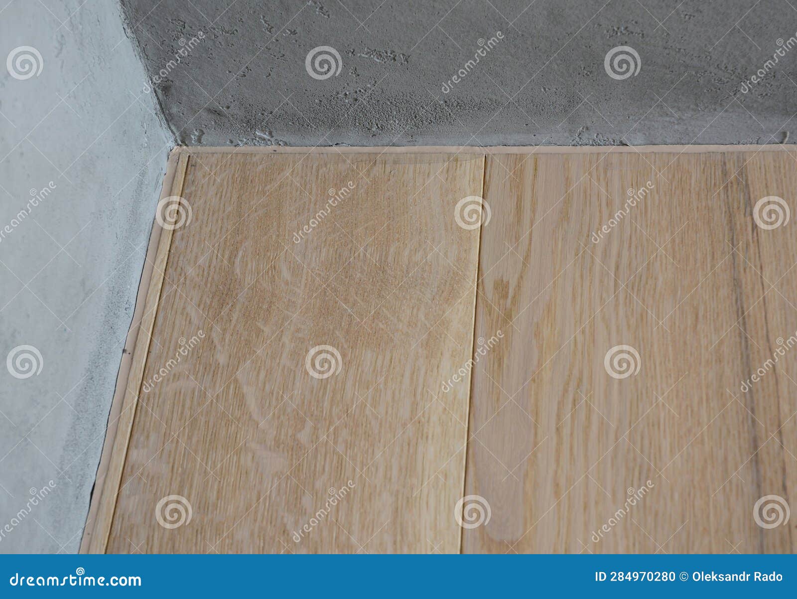 Close Up on Thin Solid Wooden Skirting Boards. Natural Wooden Floor ...