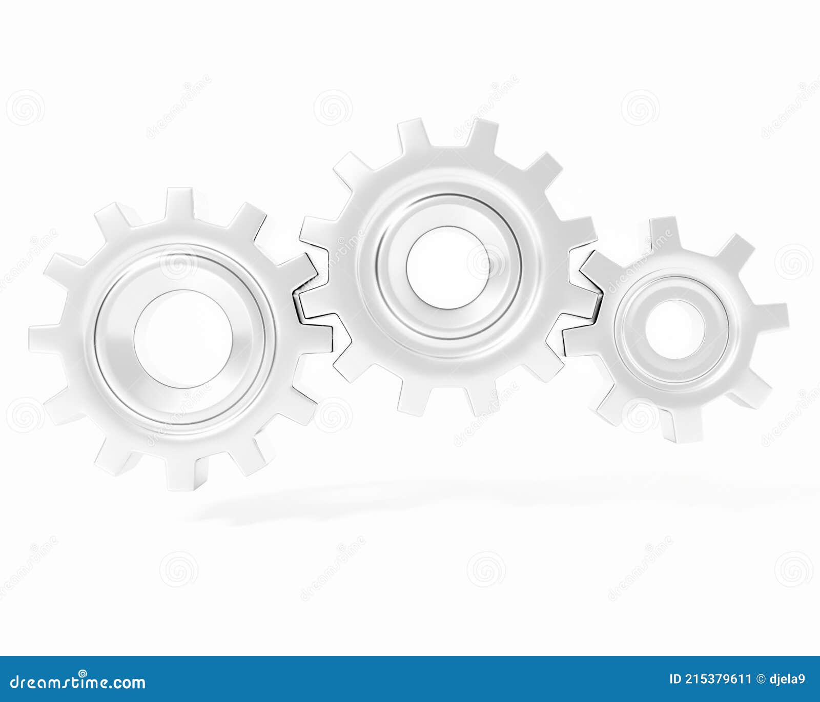 Three Connecting Metallic Gear Cogs of Different Sizes Isolated on ...