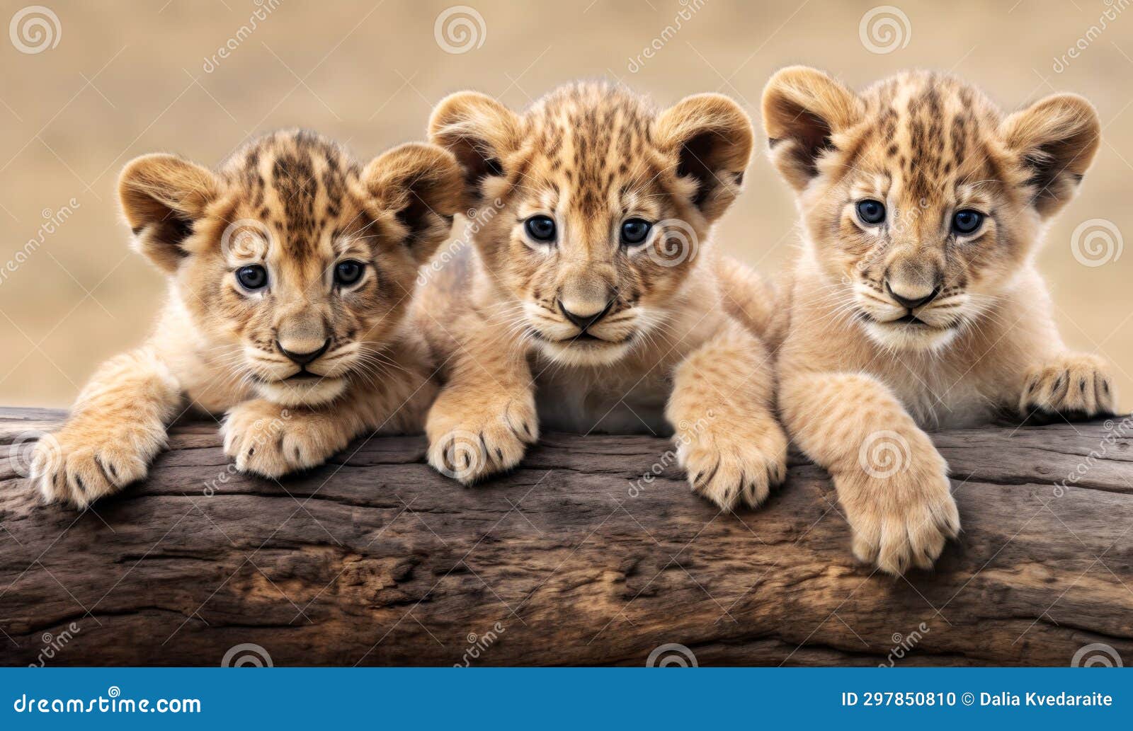 Close-up of Three Cute Lion Cubs Stock Illustration - Illustration of ...