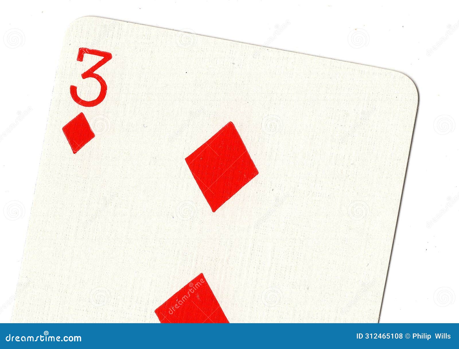 Close Up of a Three of Diamonds Playing Card. Stock Illustration ...