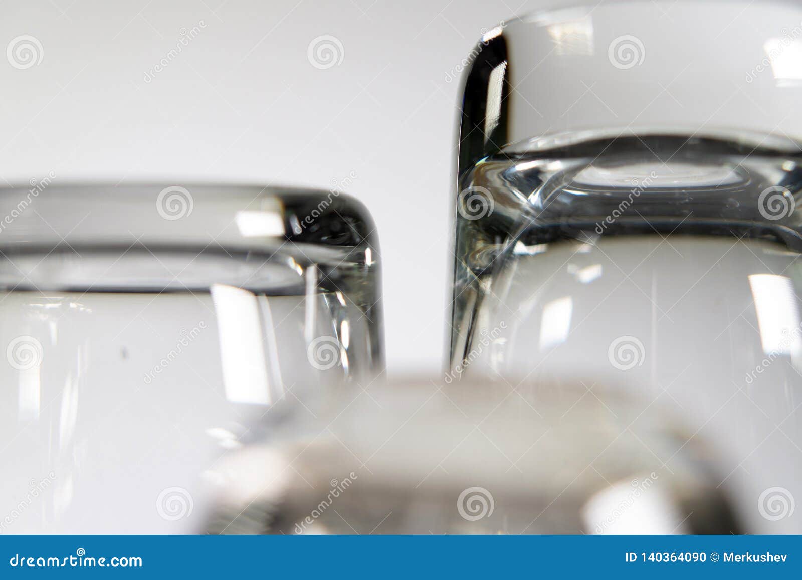 Close Up of Three Empty Shot Glasses on White Background Stock Photo ...