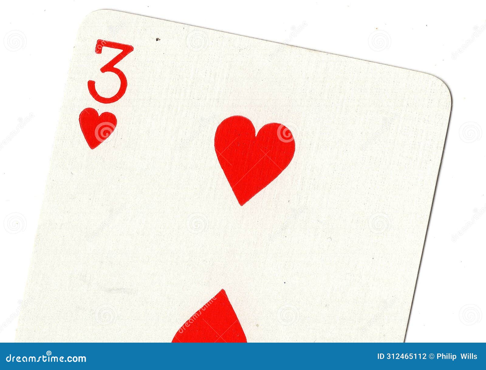 Close Up of a Three of Hearts Playing Card. Stock Illustration ...