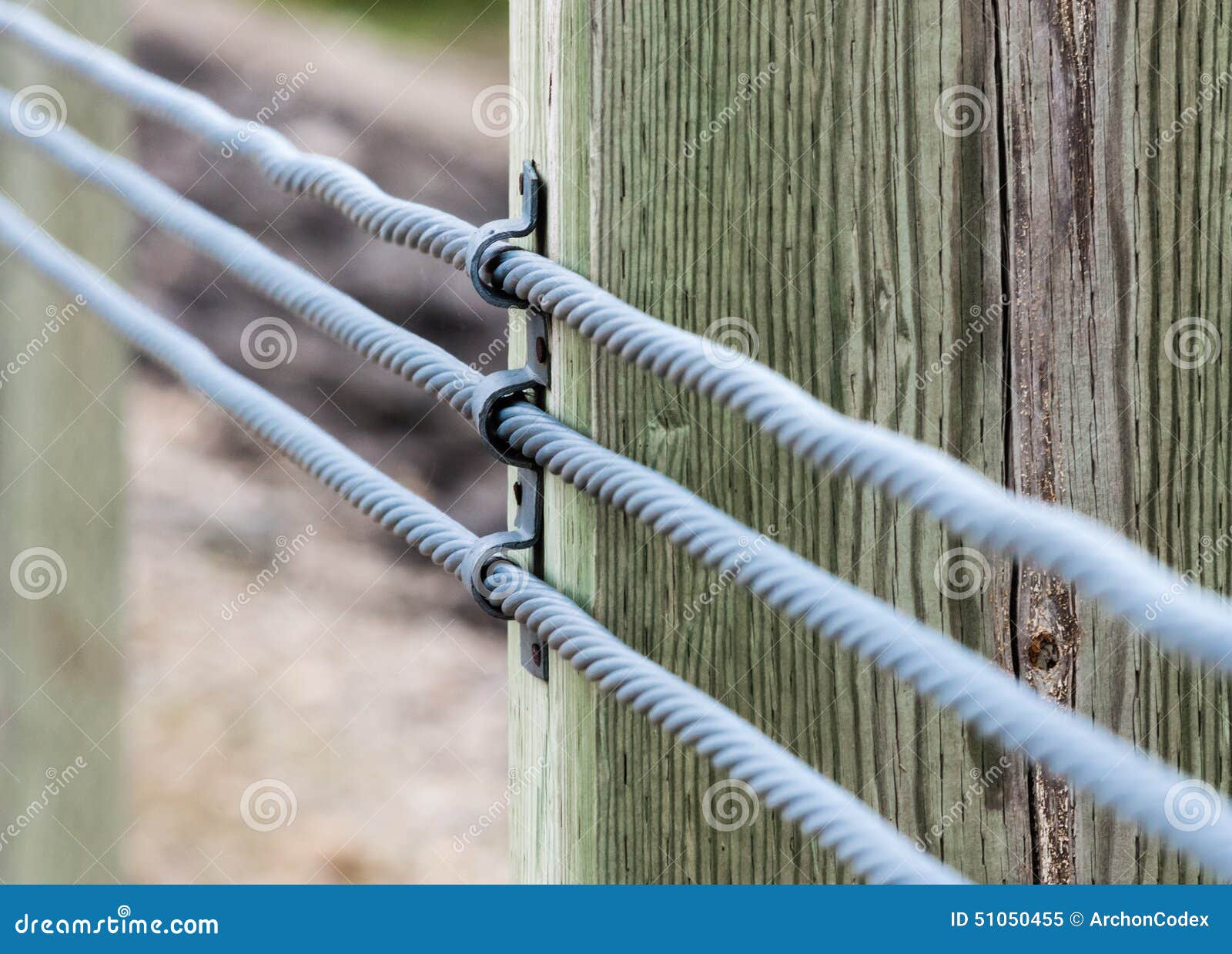Close-up of Three Metal Cables Attached To Wood Stock Image - Image of ...