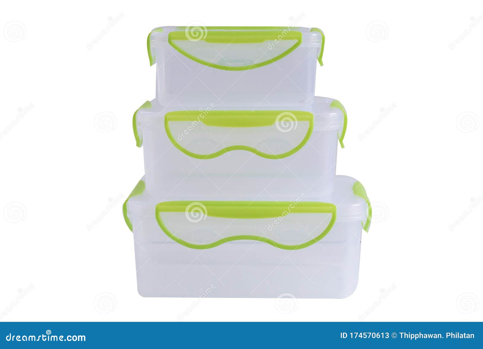 Close Up of Three Plastic Boxes Transparent. Stock Image - Image of ...
