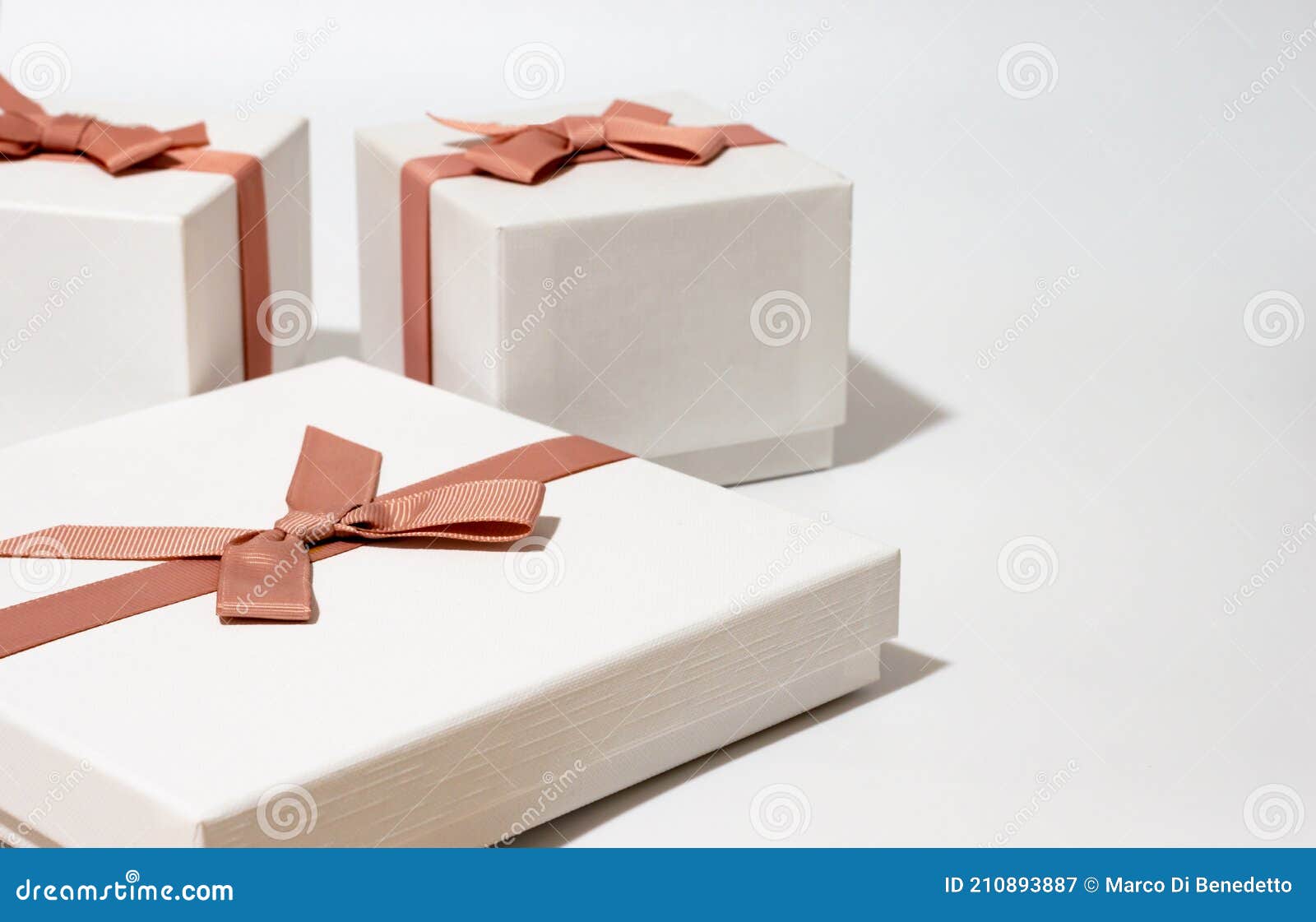 Three White Gift Boxes on Empty White Background Stock Image - Image of ...
