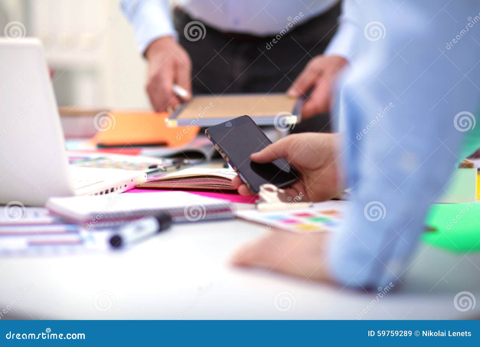 Close-up of Three Young Creative Designers Working Stock Image - Image ...