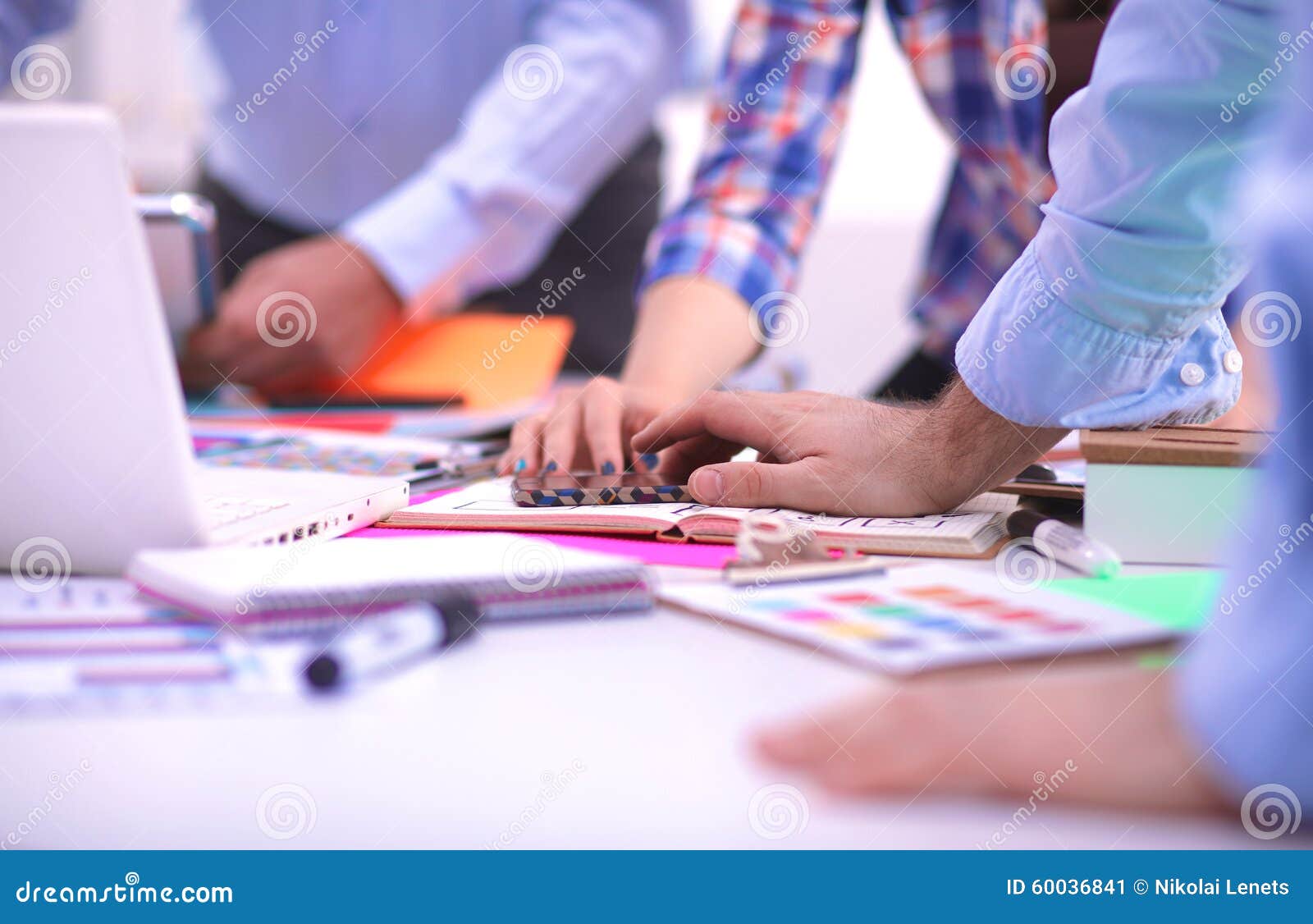 Close-up of Three Young Creative Designers Working Stock Image - Image ...
