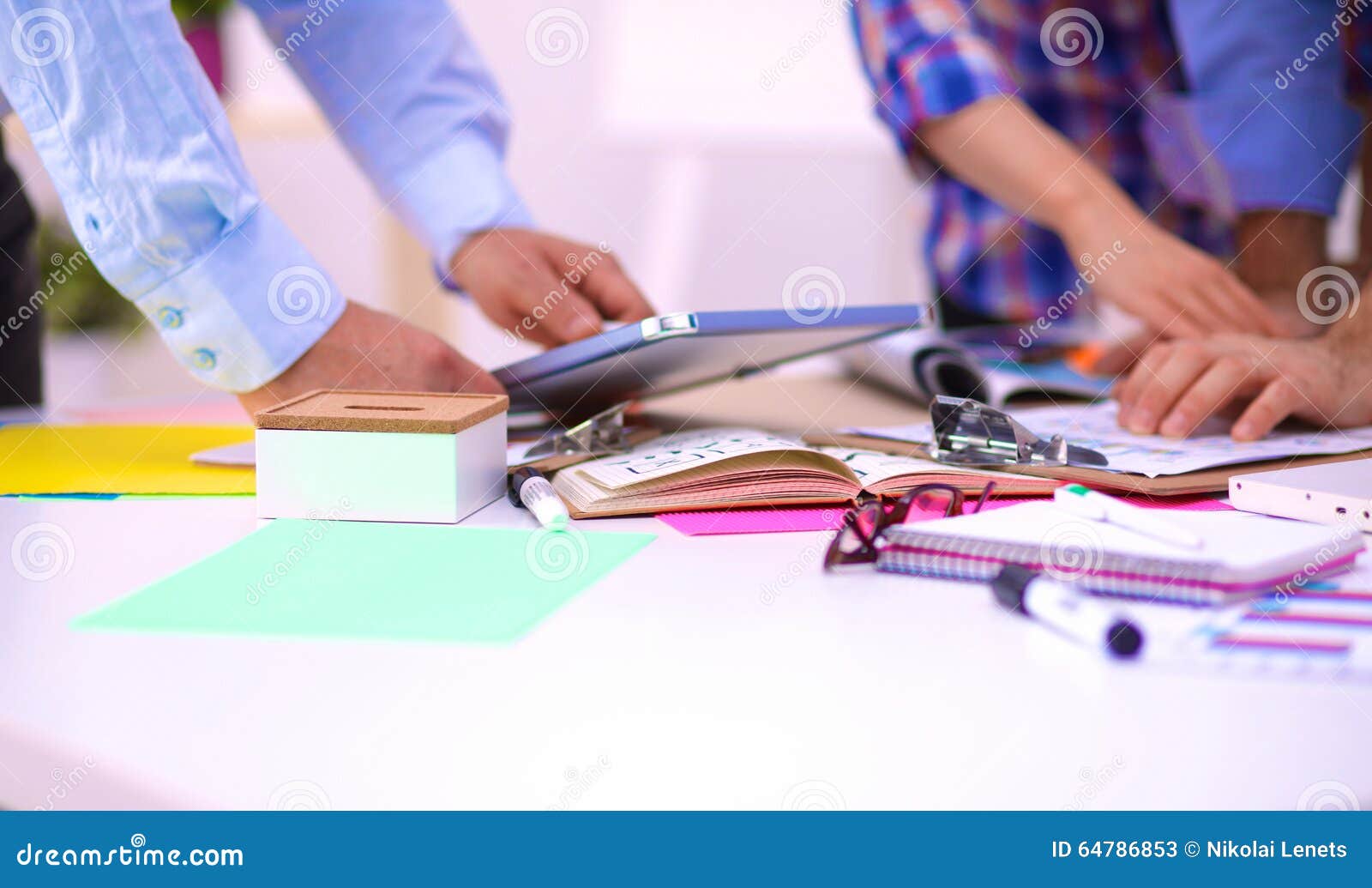 Close-up of Three Young Creative Designers Working Stock Image - Image ...