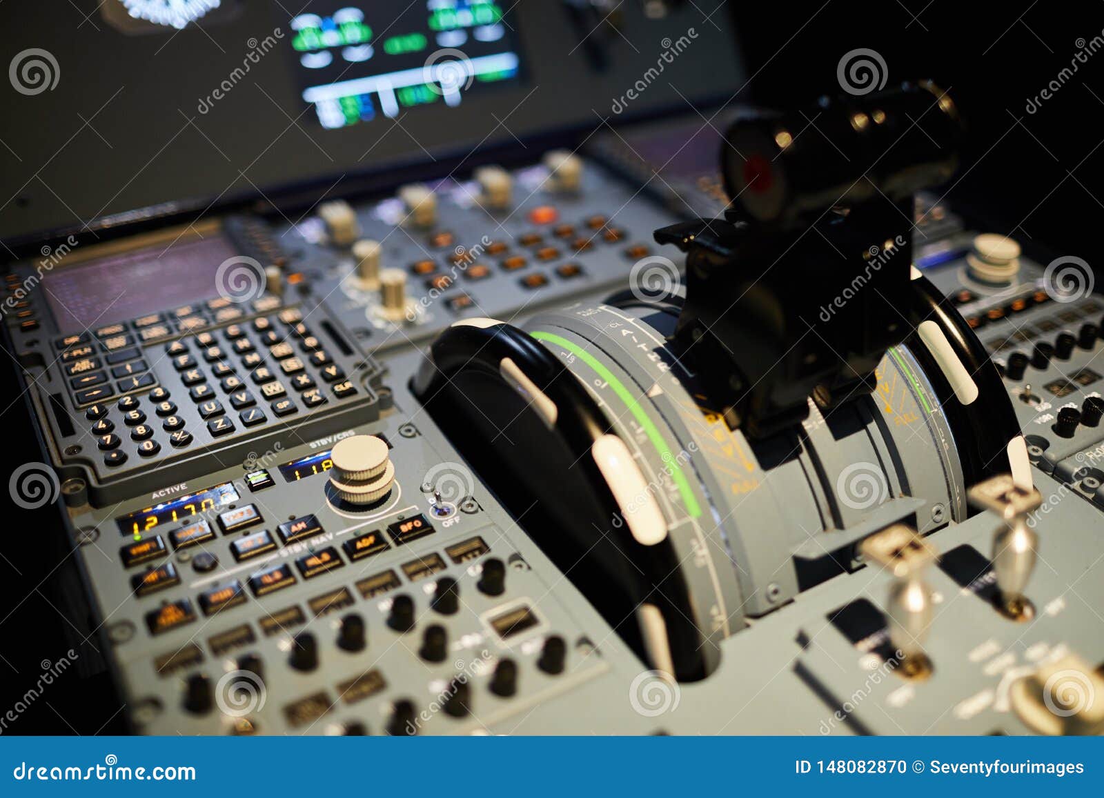 Thrust levers in cockpit stock photo. Image of aircraft - 148082870