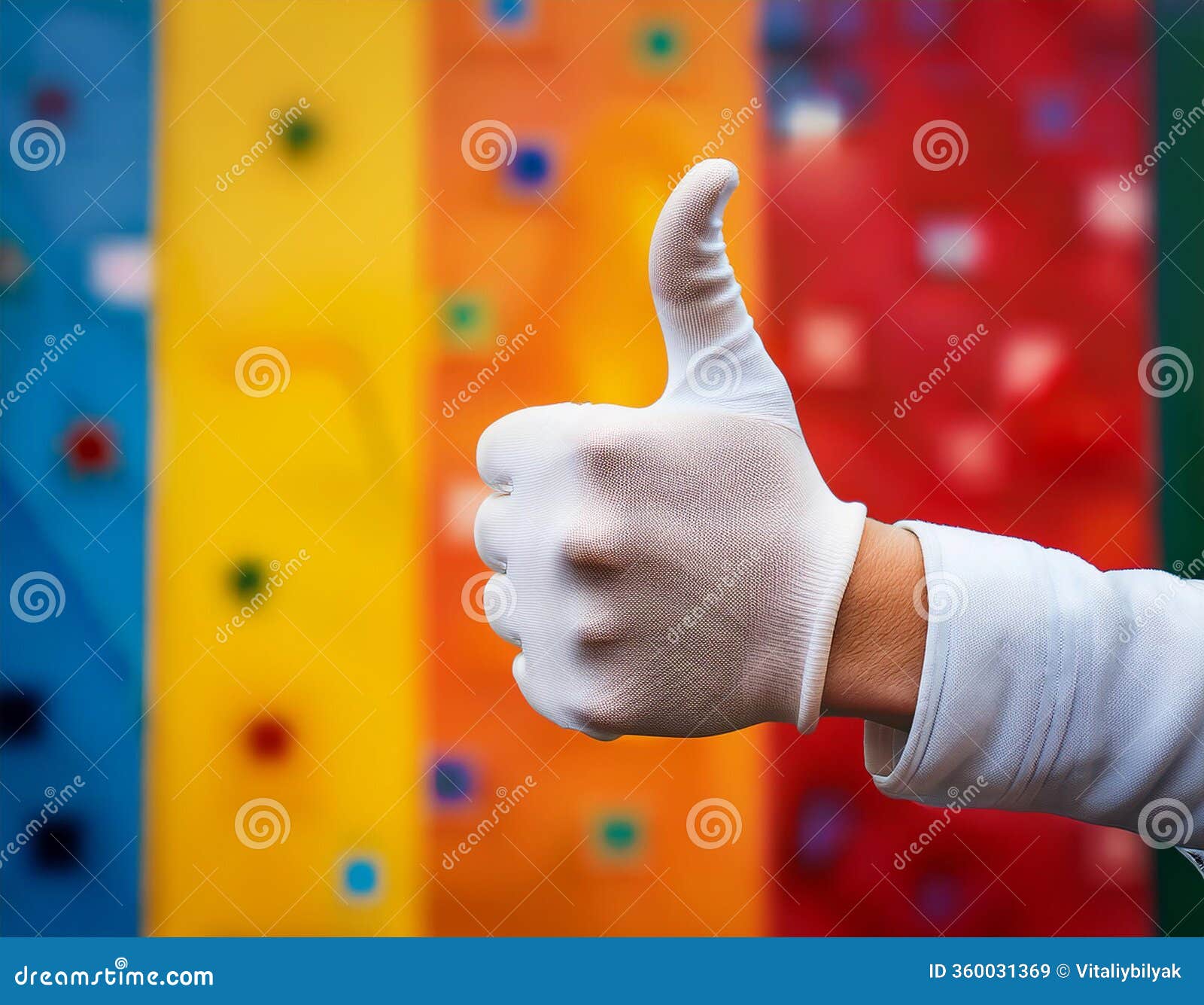 Close-up Of A Thumbs-up Gesture With A Brightly Colored Mural In The ...