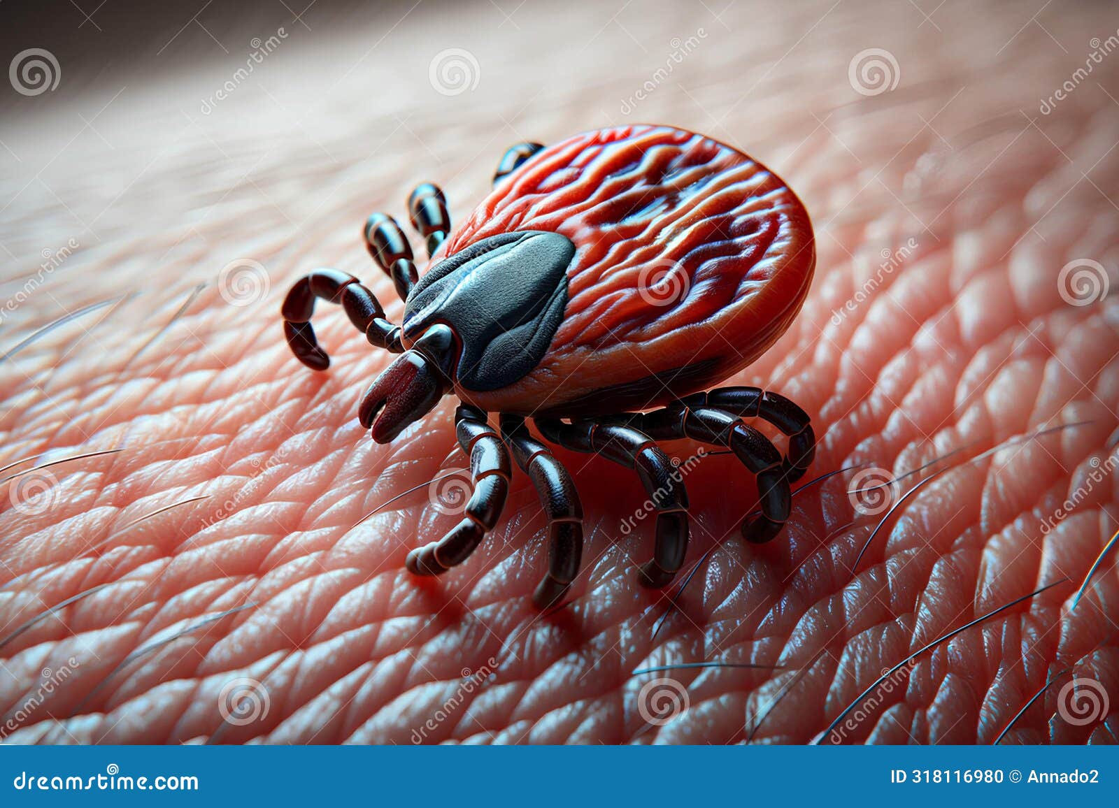 Close Up of a Tick on Human Skin Stock Illustration - Illustration of ...