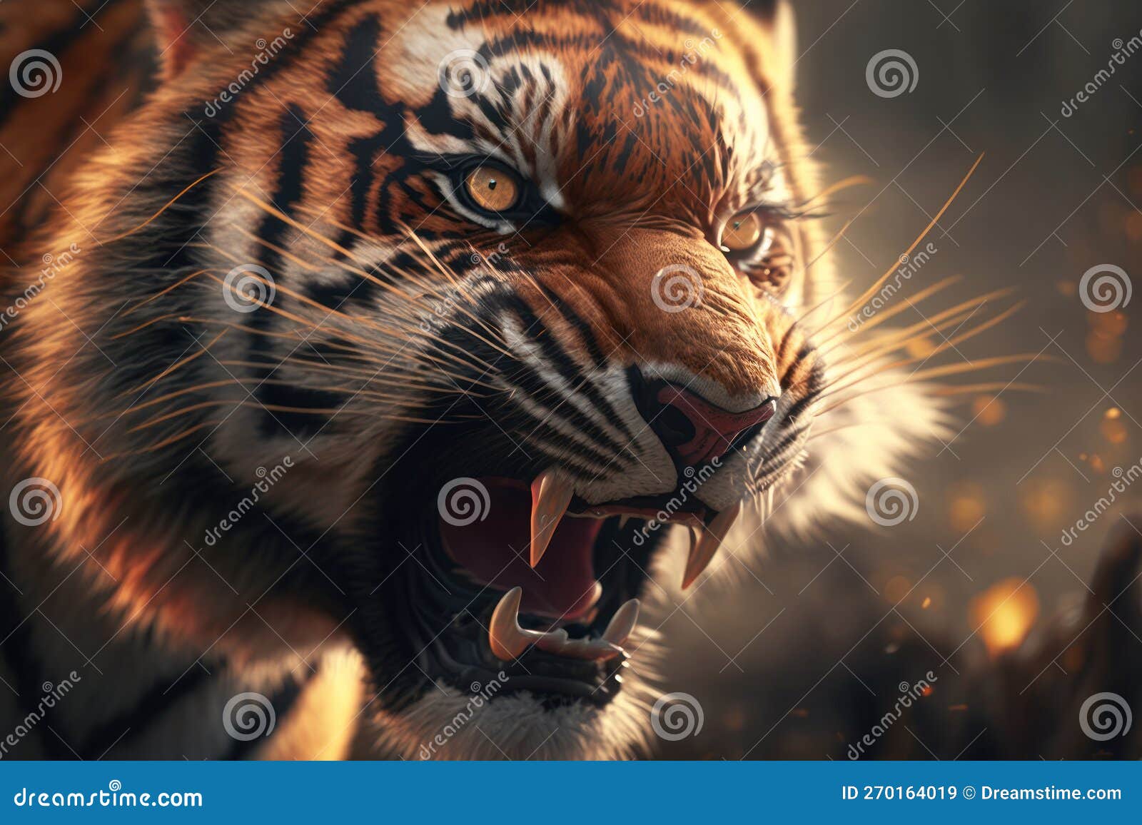 Close-up of Tiger Angry Face. Wildlife Stock Illustration ...