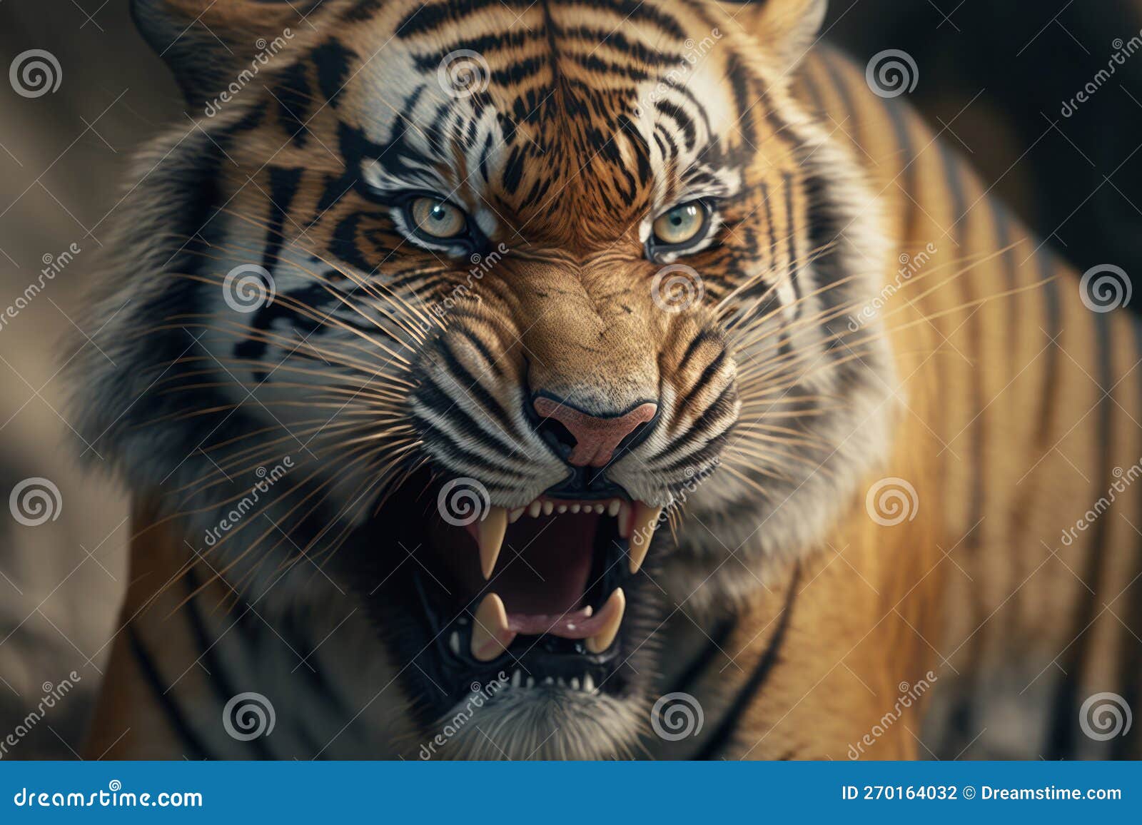 Close-up of Tiger Angry Face. Wildlife Stock Illustration ...