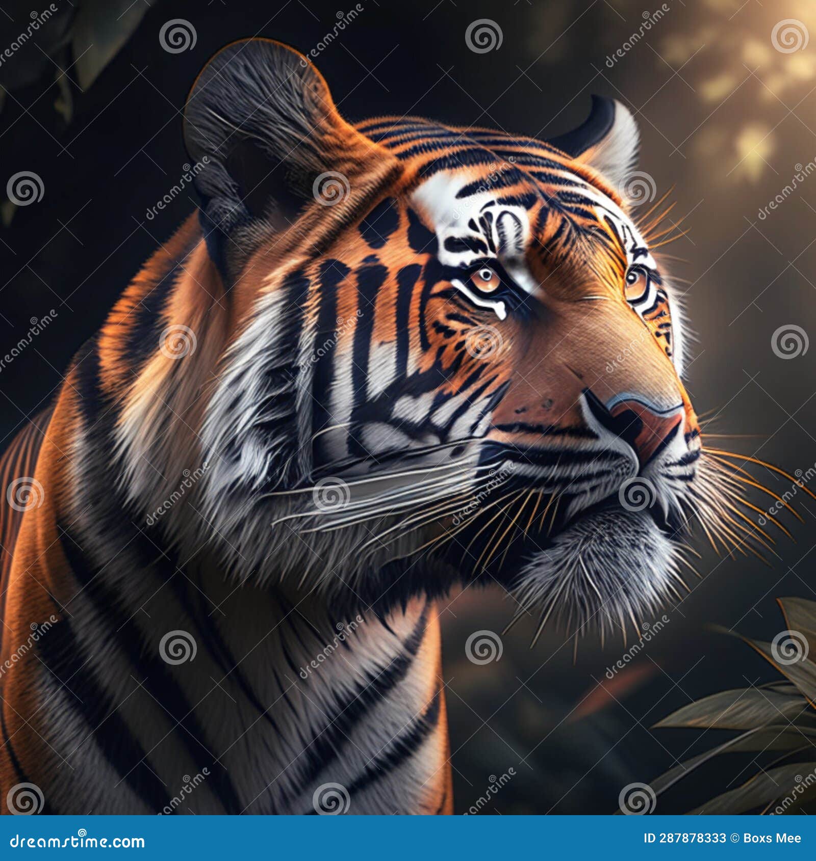 Close Up of a Tiger in a Forest. this is a 3d Render Illustration Stock ...