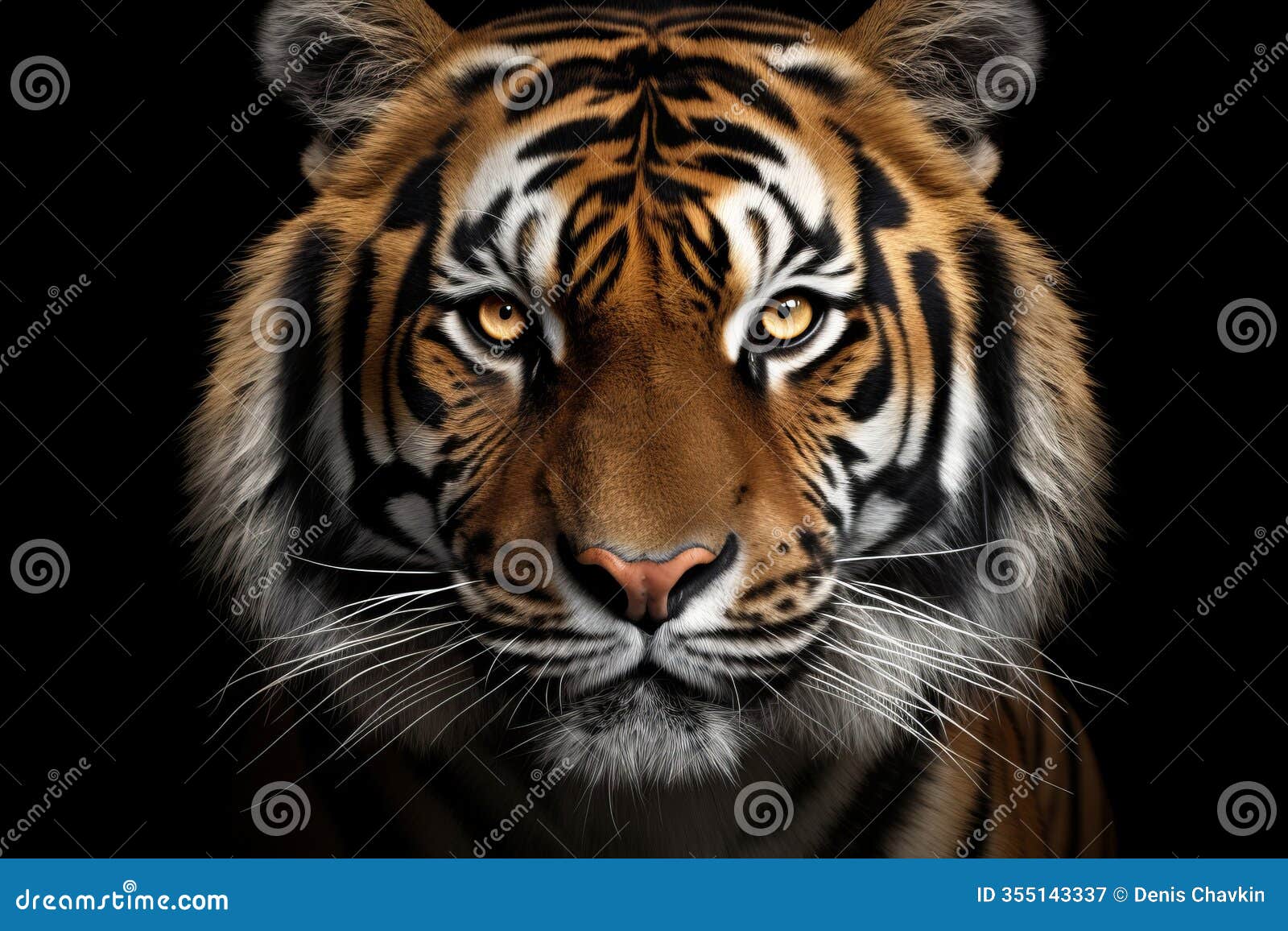 Close-up of Tiger Muzzle Isolated. Head Front View Stock Image - Image ...
