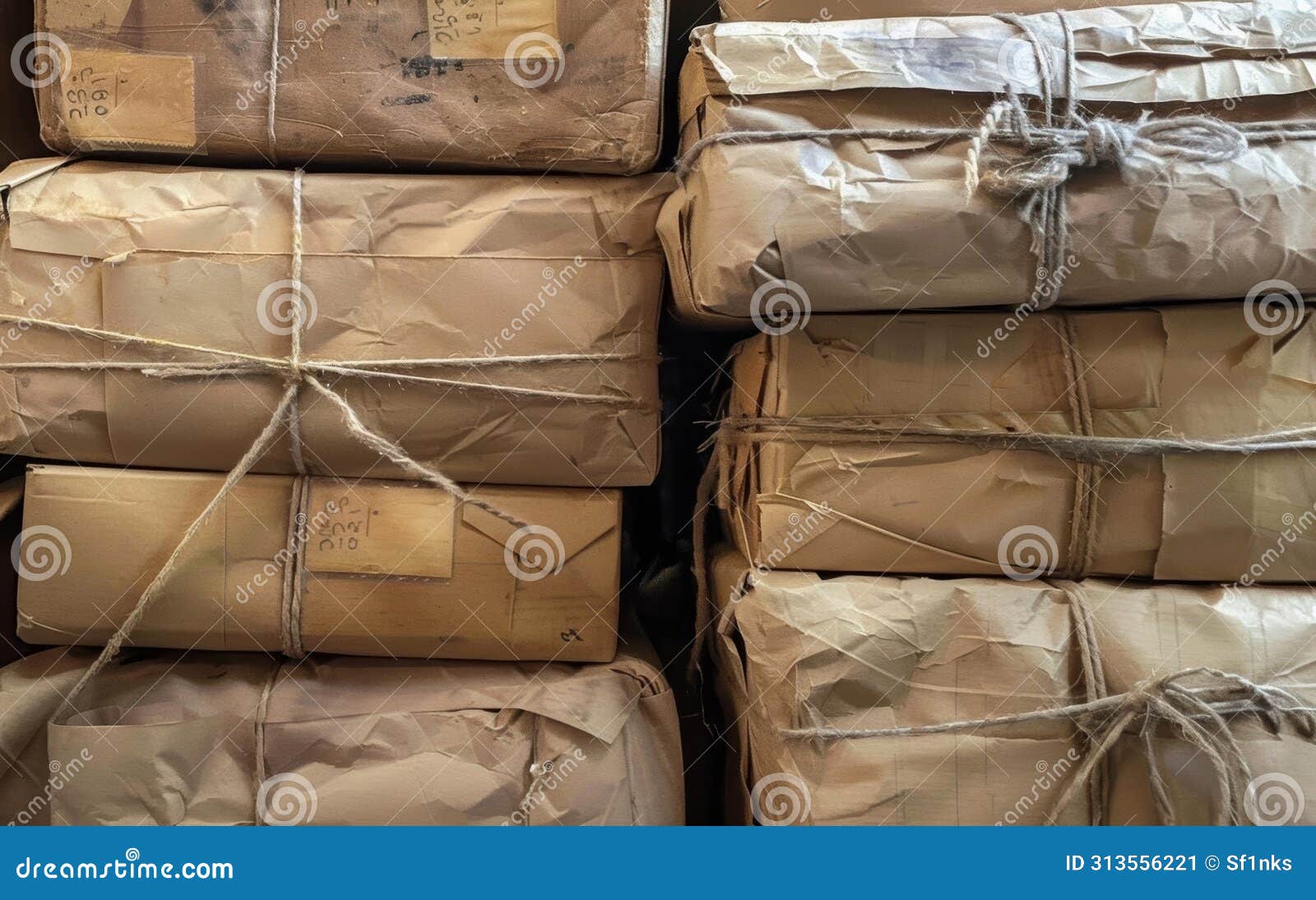 Close-up of Tightly Bound Cardboard Boxes, Showcasing the Textures and ...