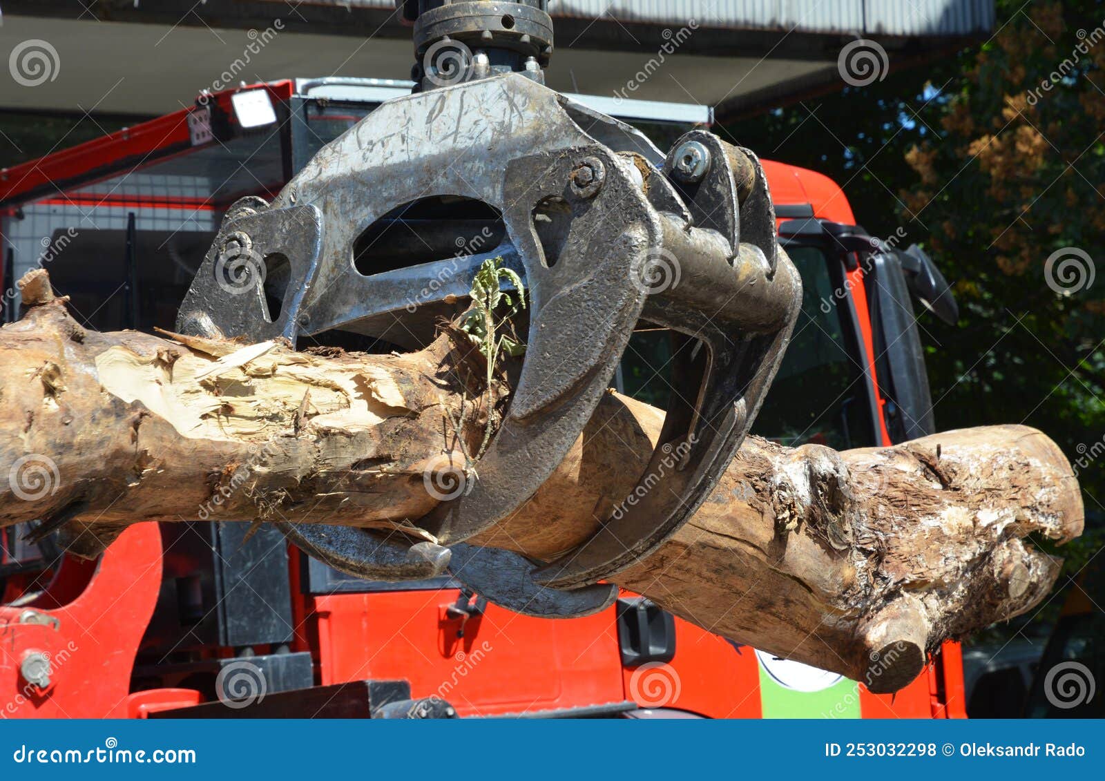 A Close-up on a Timber Loader, Knuckleboom Log Loader with a Large Tree ...