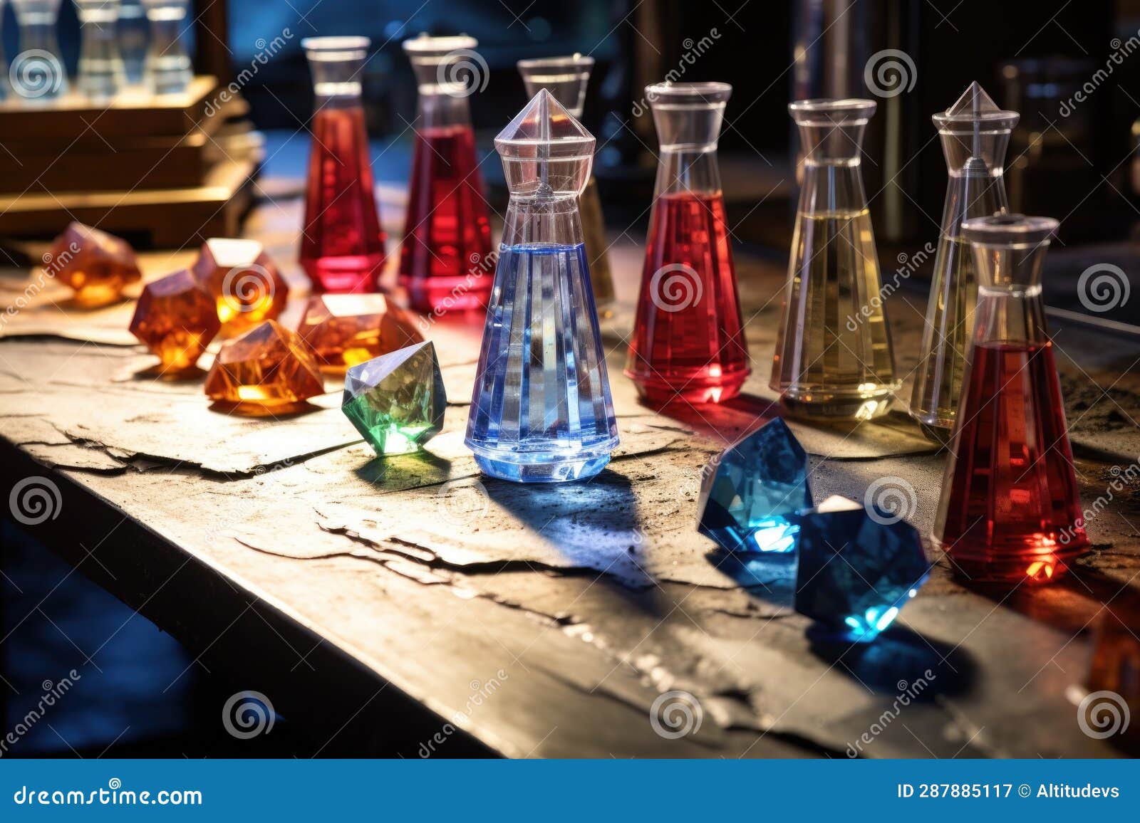 Close-up of Time Crystal Samples on a Lab Table Stock Illustration ...