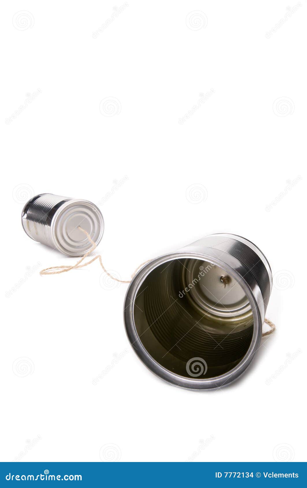 Close-up of a Tin Can Telephone on White Stock Photo - Image of ...