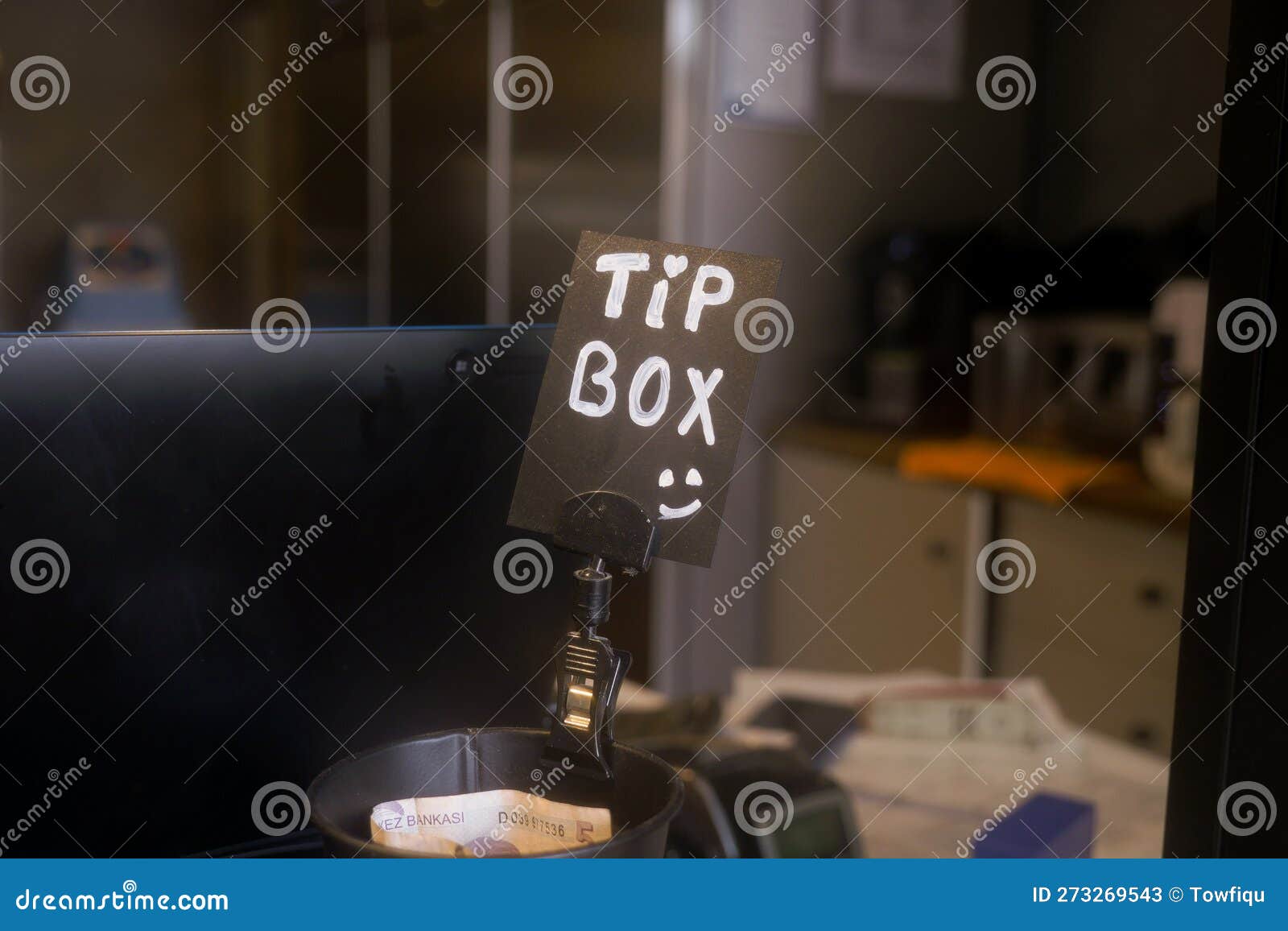Close Up of a Tips Box in a Cafe Stock Image - Image of fund ...