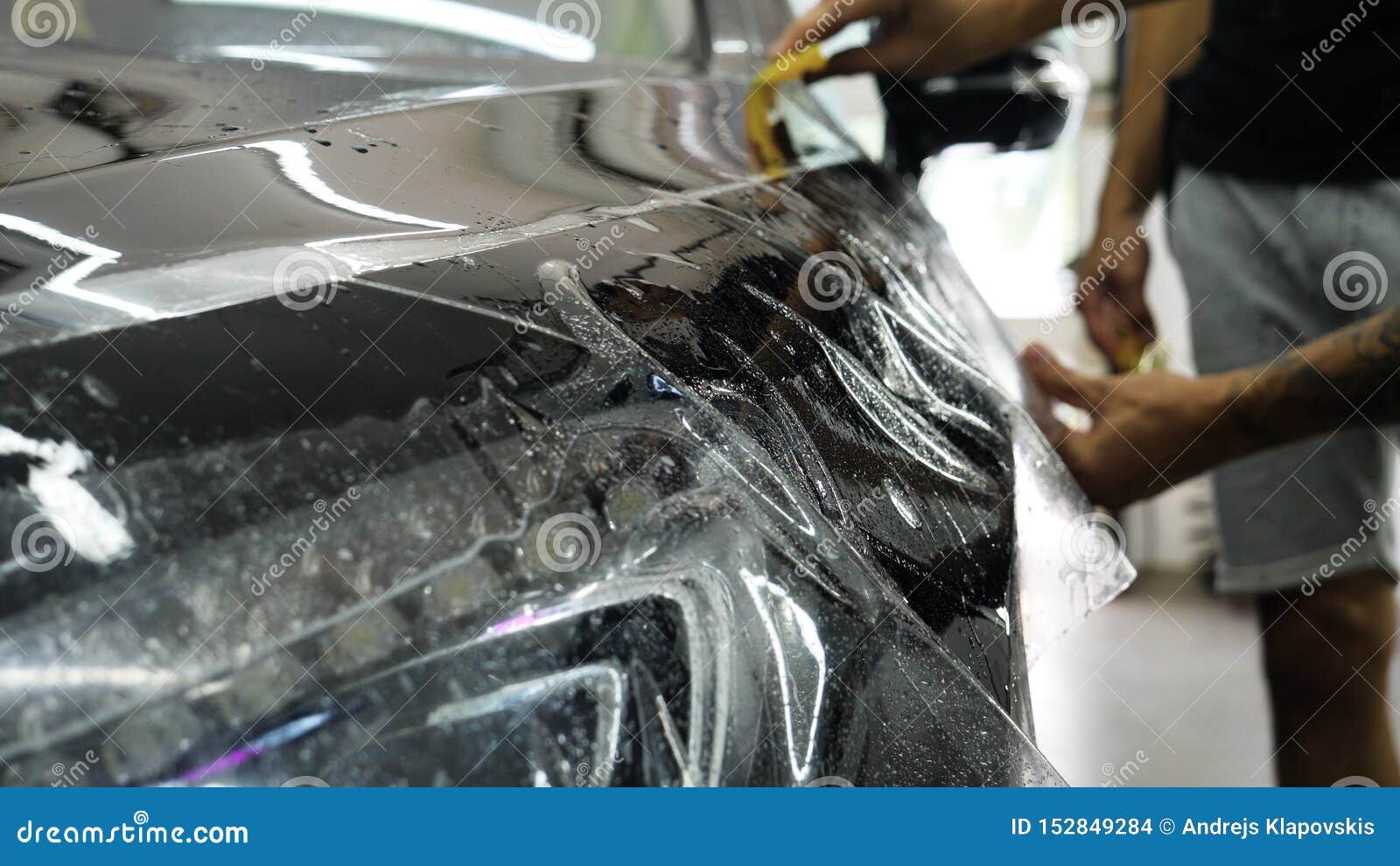 Close Up To PPF Installation Process on a Front Rear Headlight and ...