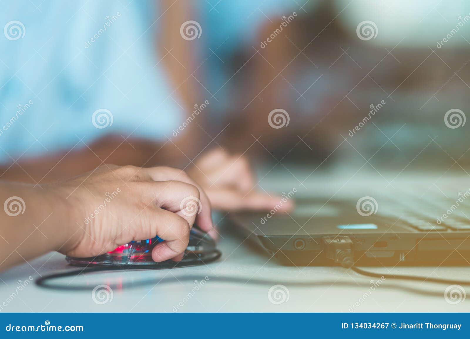 Close Up To Student Hands Practice Drawing Art by Computer in Cl Stock ...