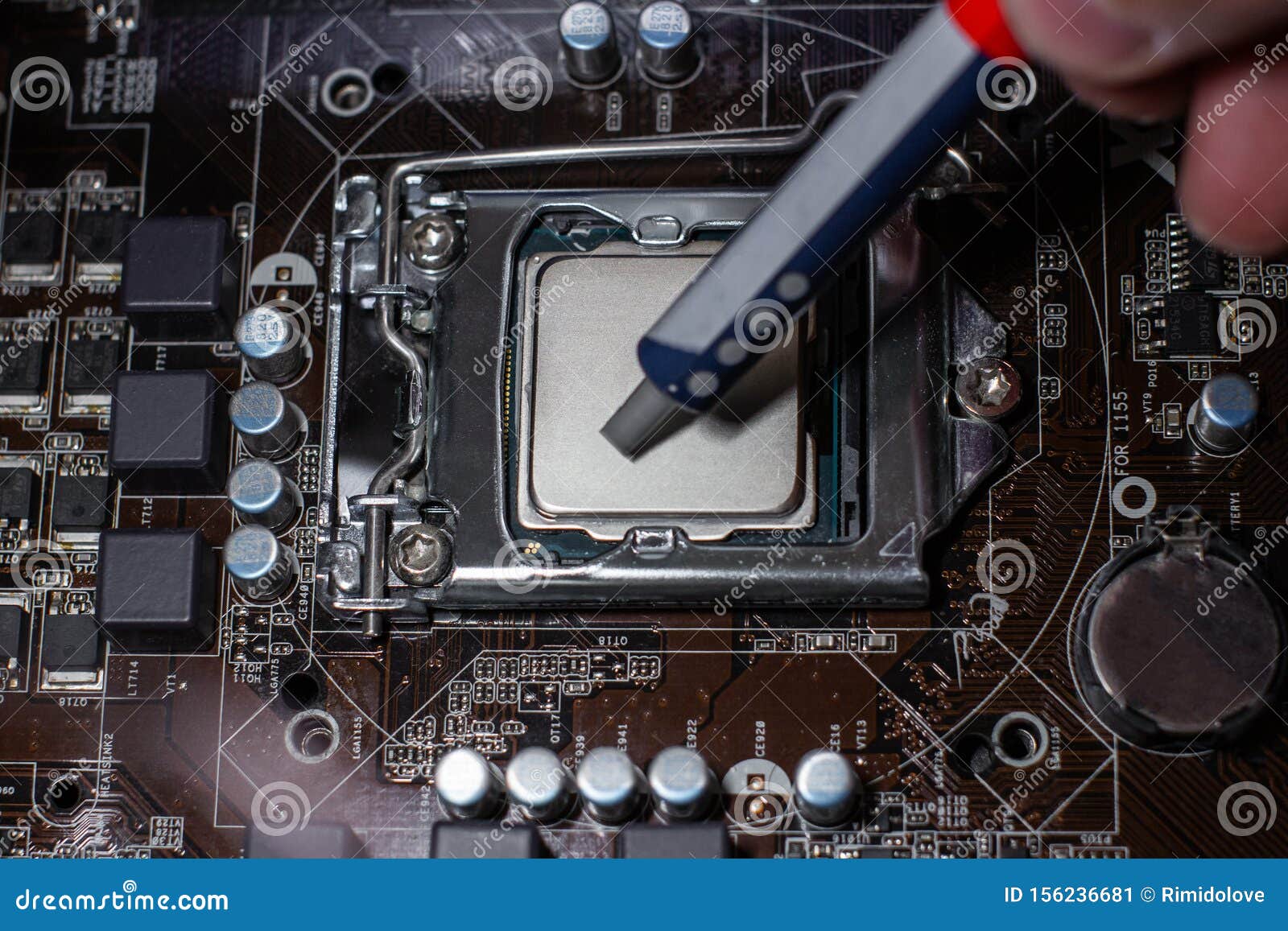Close Up To Technician Squeezing or Application the Thermal Paste ...