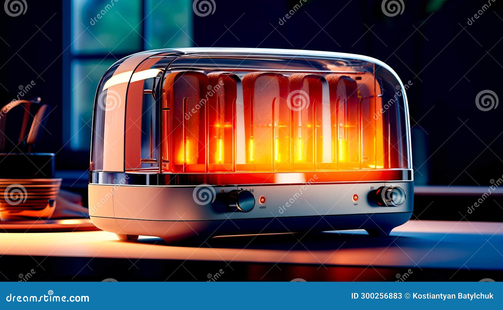 Close Up of Toaster on Table with Blurry Background. Generative AI ...