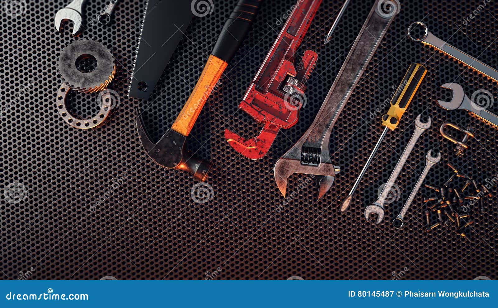 Close-up Tools .3d Rendering, Stock Illustration - Illustration of hand ...