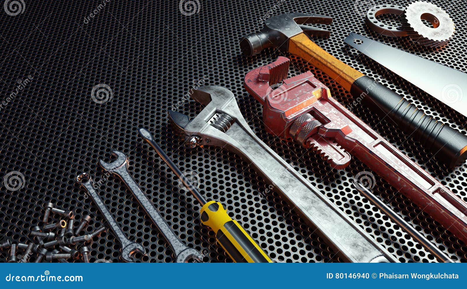 Close-up Tools .3d Rendering Stock Illustration - Illustration of hand ...