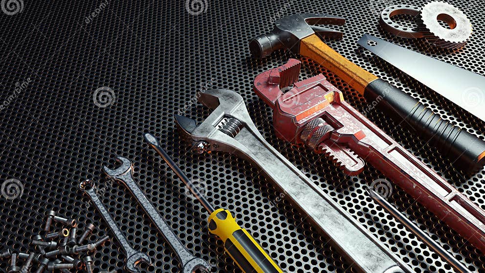 Close-up Tools .3d Rendering Stock Illustration - Illustration of hand ...