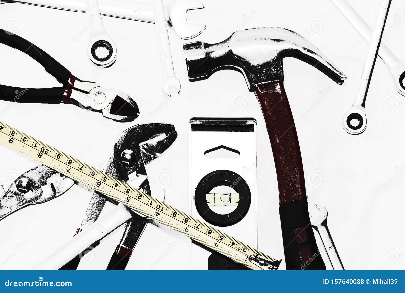 Close Up Tools on White Background. Isolated Stock Photo - Image of ...