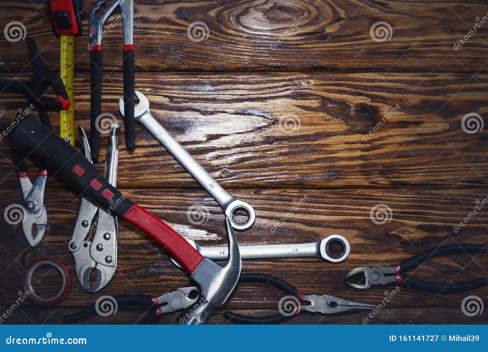 Close Up Tools on a Wooden Background Stock Image - Image of carpentry ...