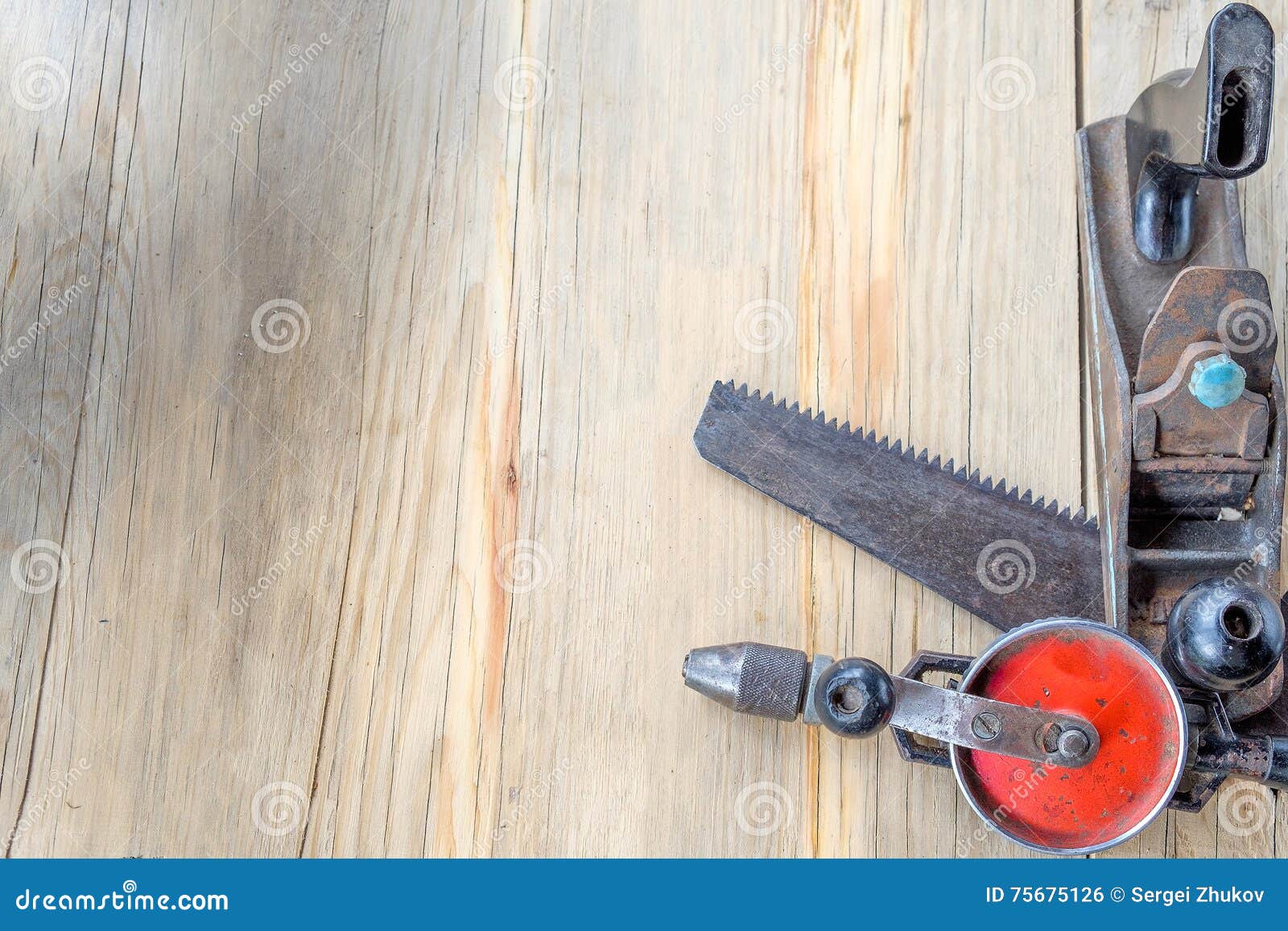 Close Up Tools on a Wooden Background Stock Photo - Image of hand ...