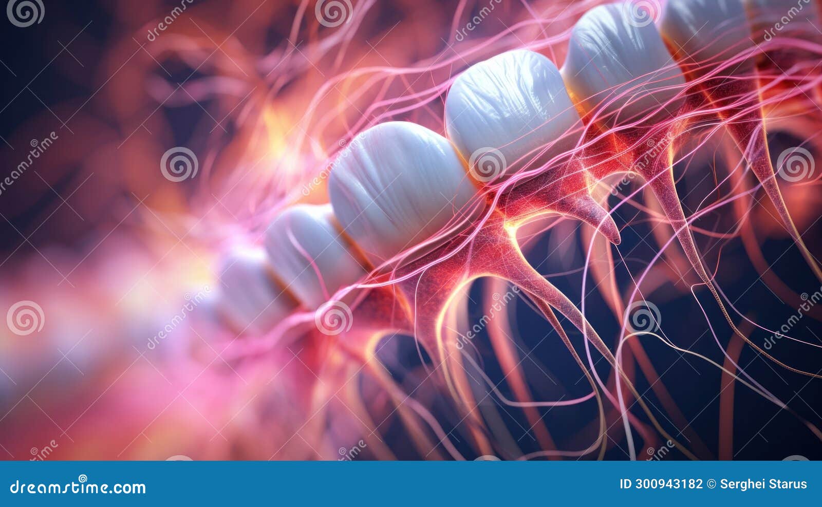 A Close Up of a Tooth with Its Roots and Nerves, AI Stock Illustration ...
