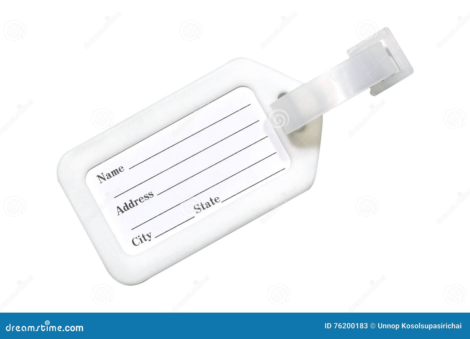 Close Up Top View Badge Name Tag Isolated on White Background with ...