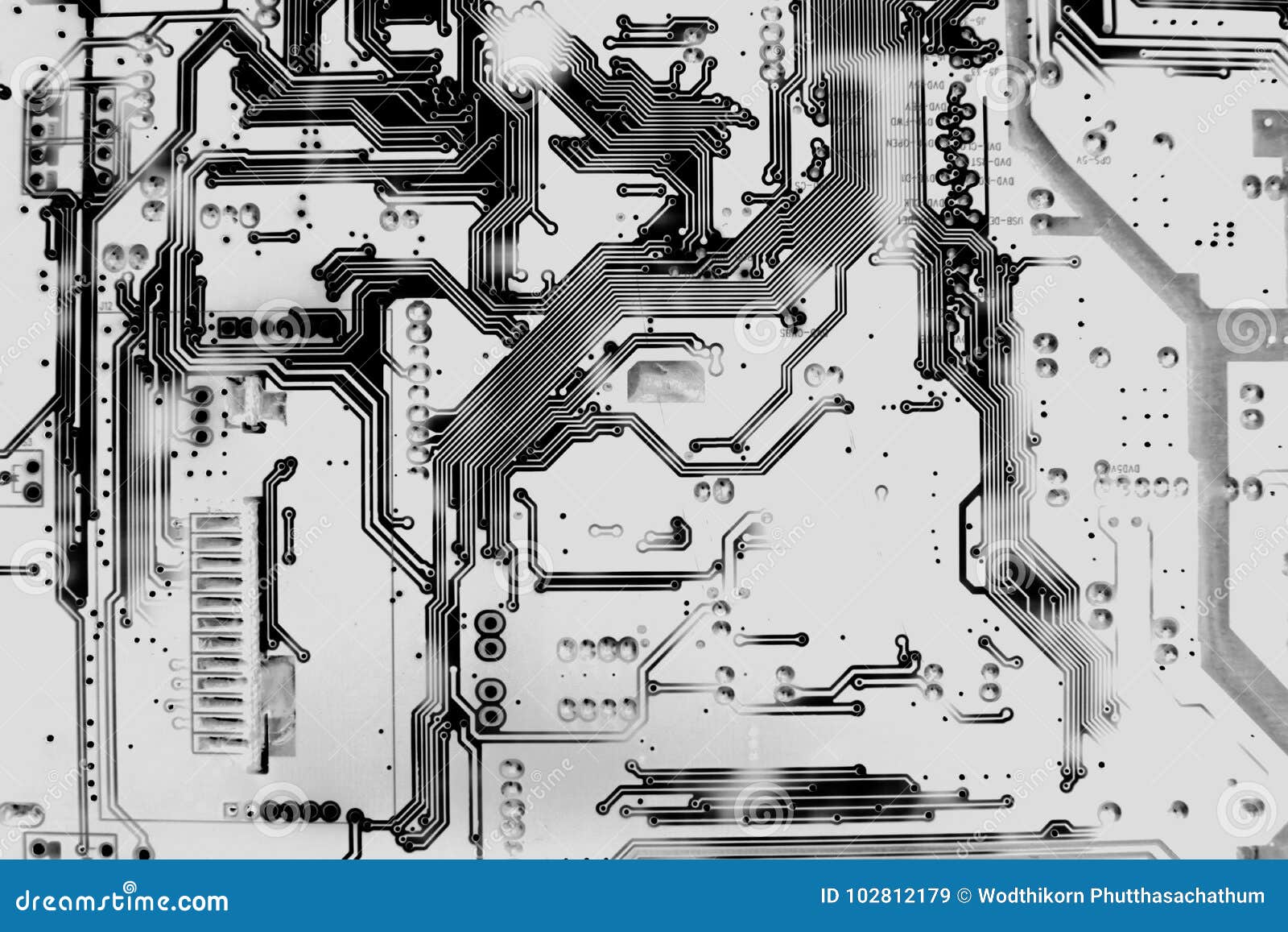 Close Up Top View of Circuit Board Pattern Back Side of Electron Stock ...