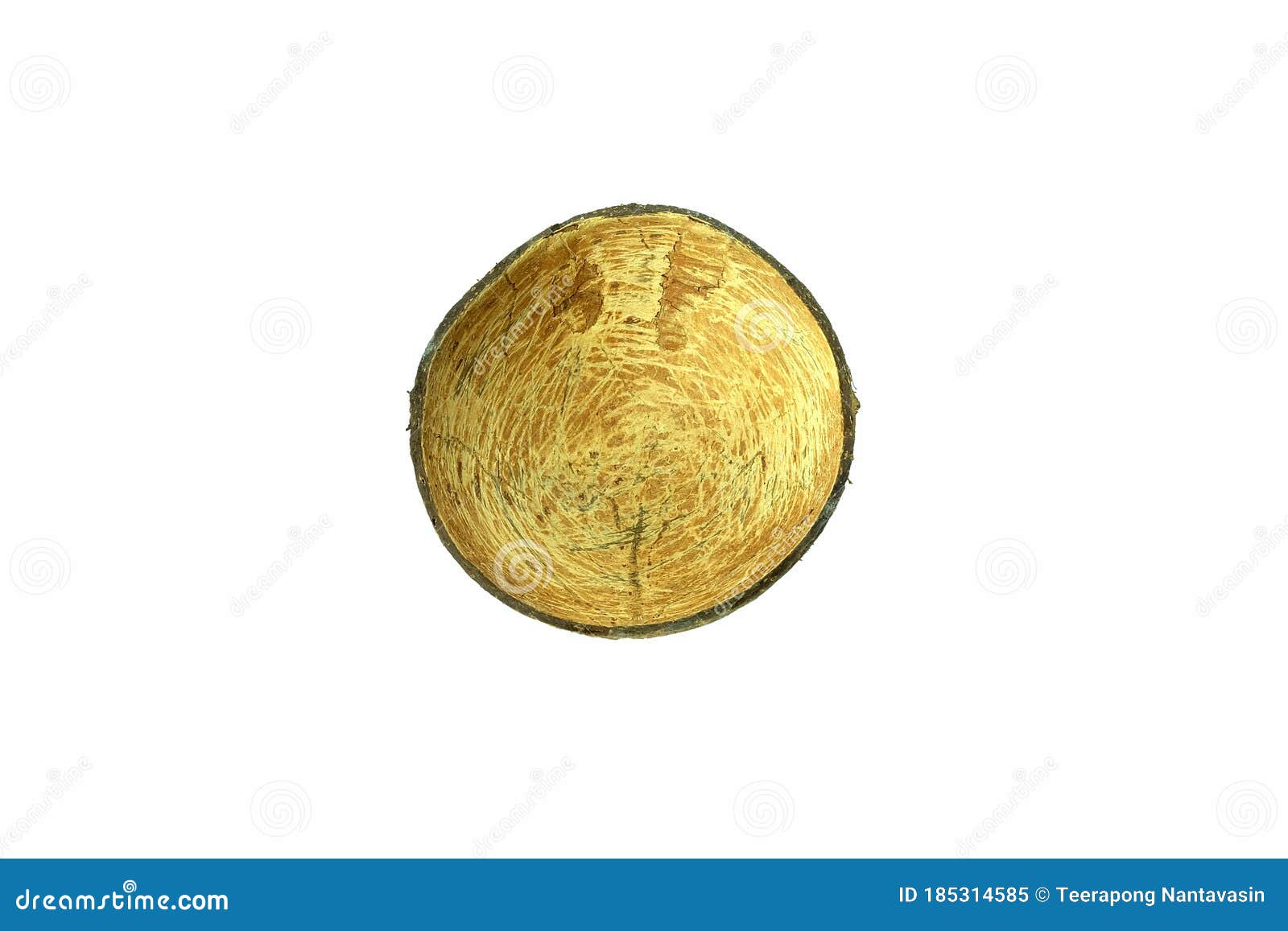 Top View of Coconut Shell Bowl Isolated on White Background. Stock ...