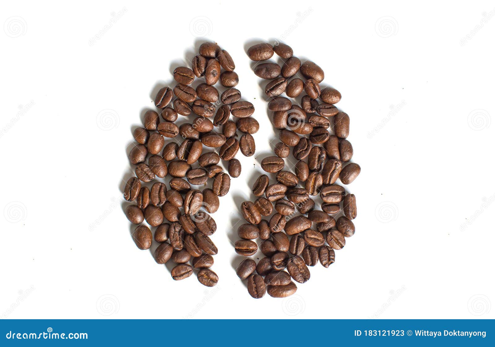 Close-up of Stacked Coffee Beans on a White Background. Stock Image ...
