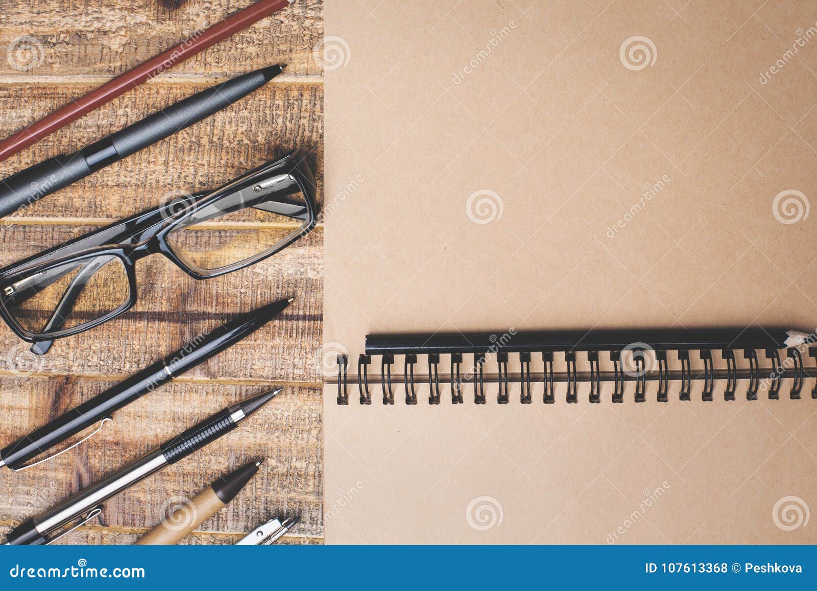 Desktop with empty notepad stock illustration. Illustration of empty ...