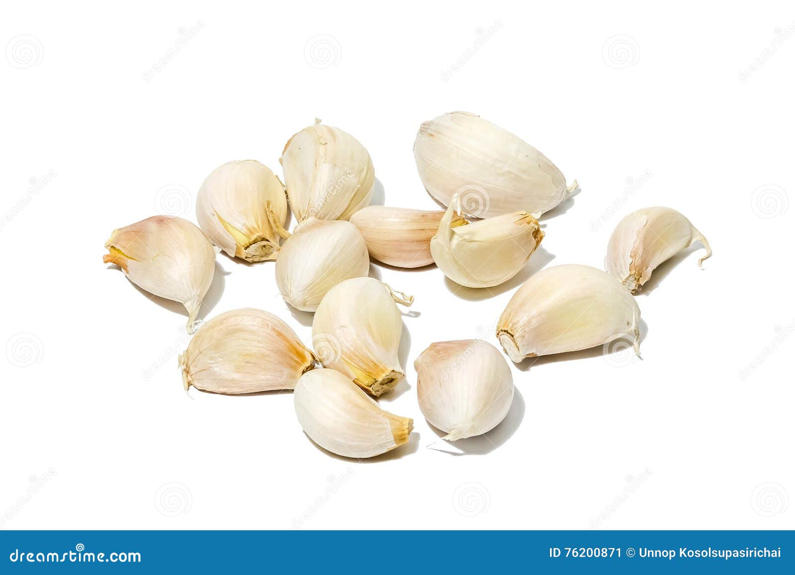 Close Up Top View Garlic Isolated on White Background with Clipping ...