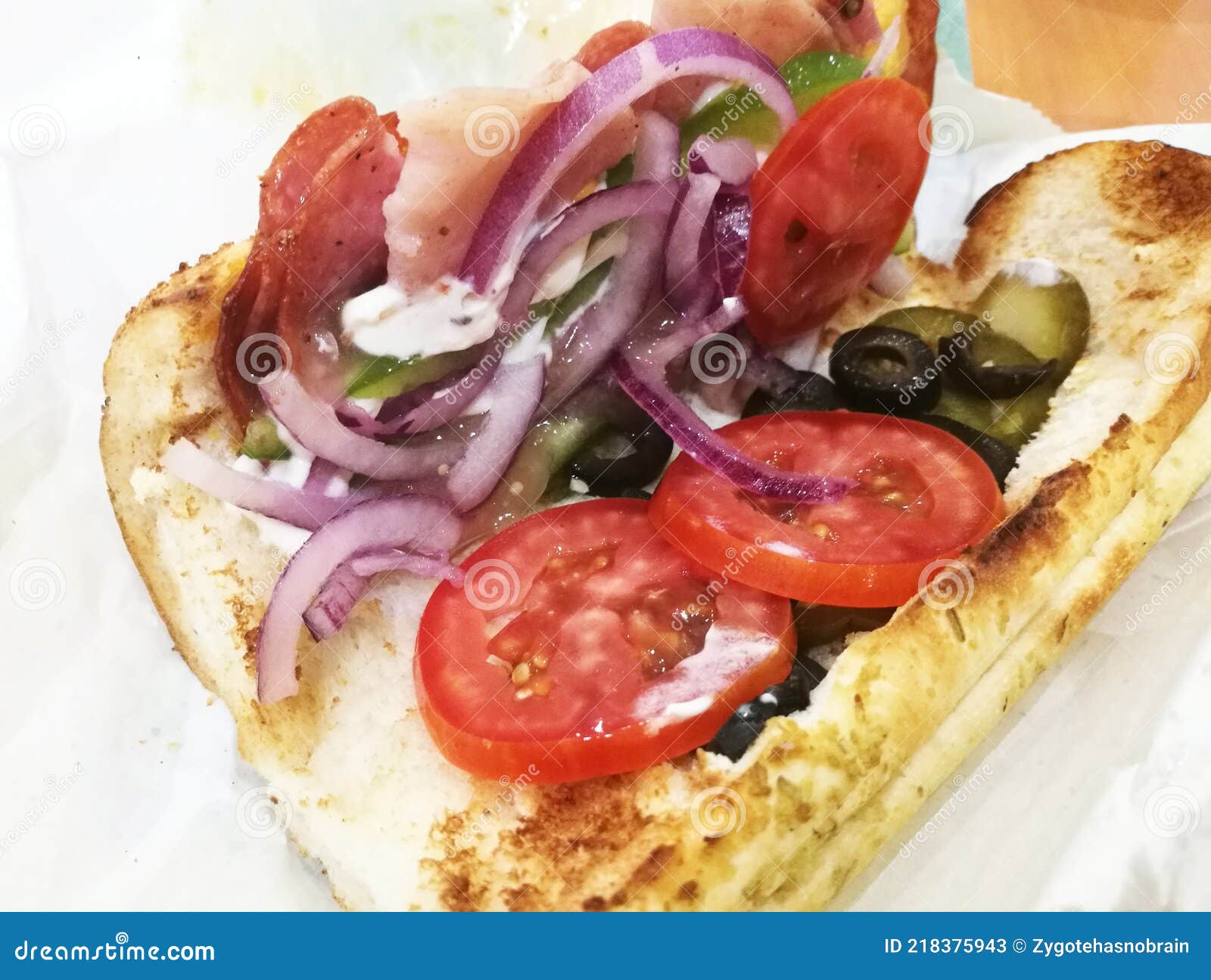 Close Up Top View Sandwich stock image. Image of salad - 218375943