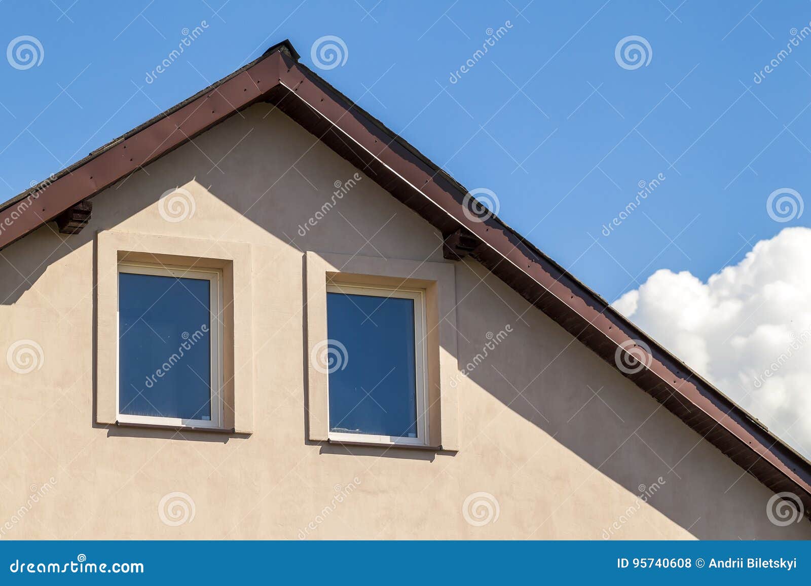 Close Up of Top Windows Under Roof in House Stock Photo - Image of ...
