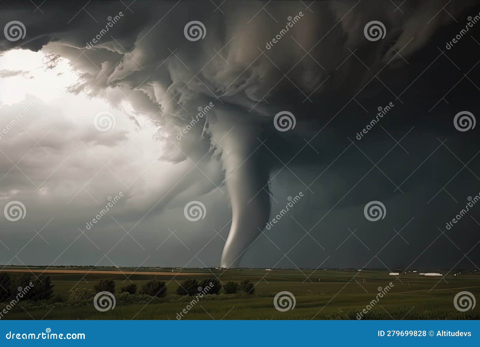 Close-up of Tornado, with Lightning and Storm Clouds Visible ...