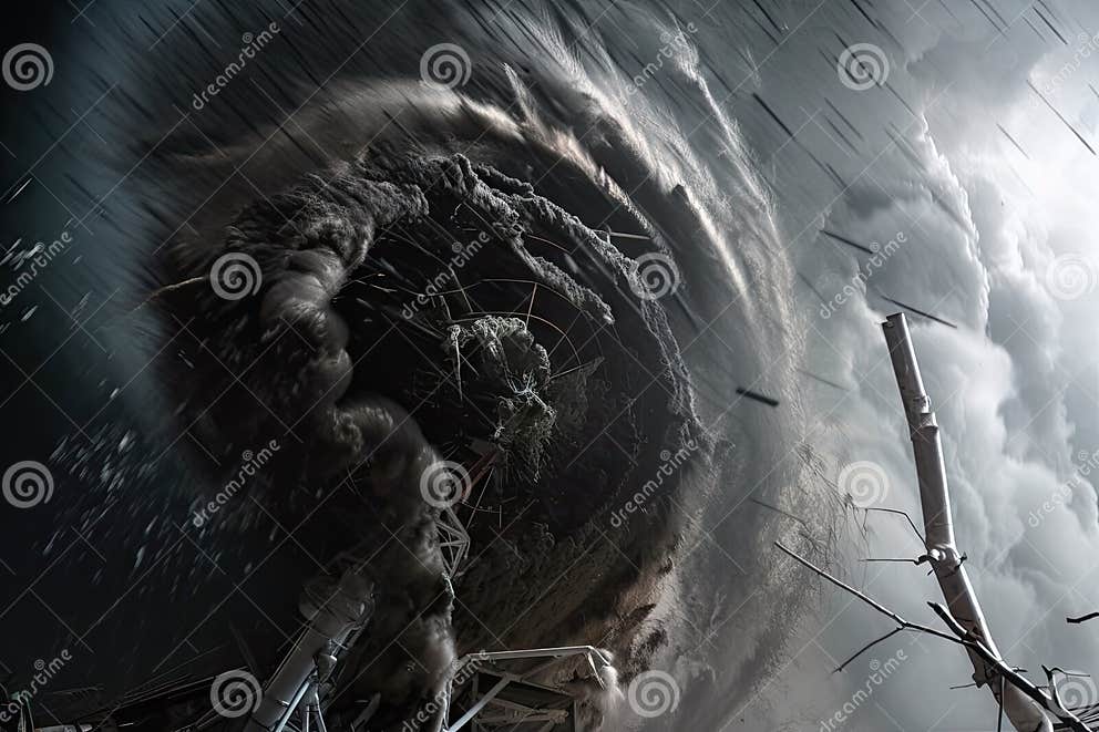 Close-up of Tornado, with the Wind and Debris Spinning Inside Stock ...