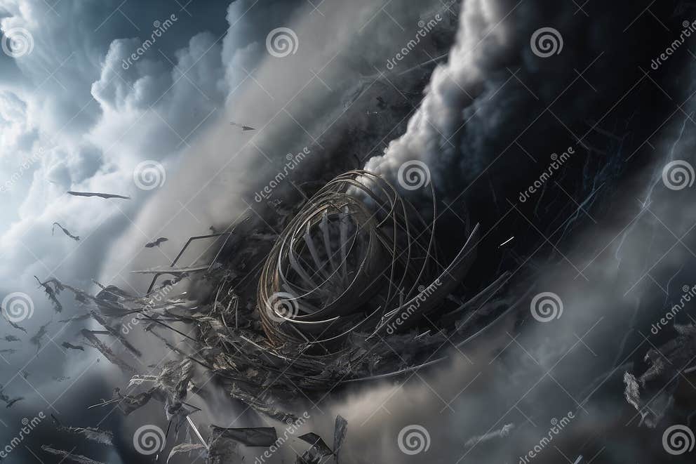 Close-up of Tornado, with the Wind and Debris Spinning Inside Stock ...
